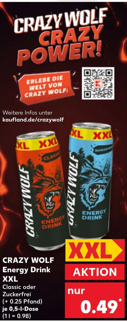 CRAZY WOLF Energy Drink XXL aanbieding bij Kaufland DE
