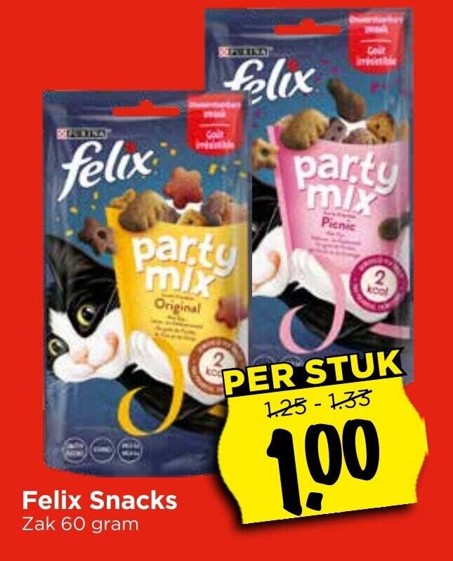 Felix Snacks 60 g aanbieding bij Vomar Voordeelmarkt
