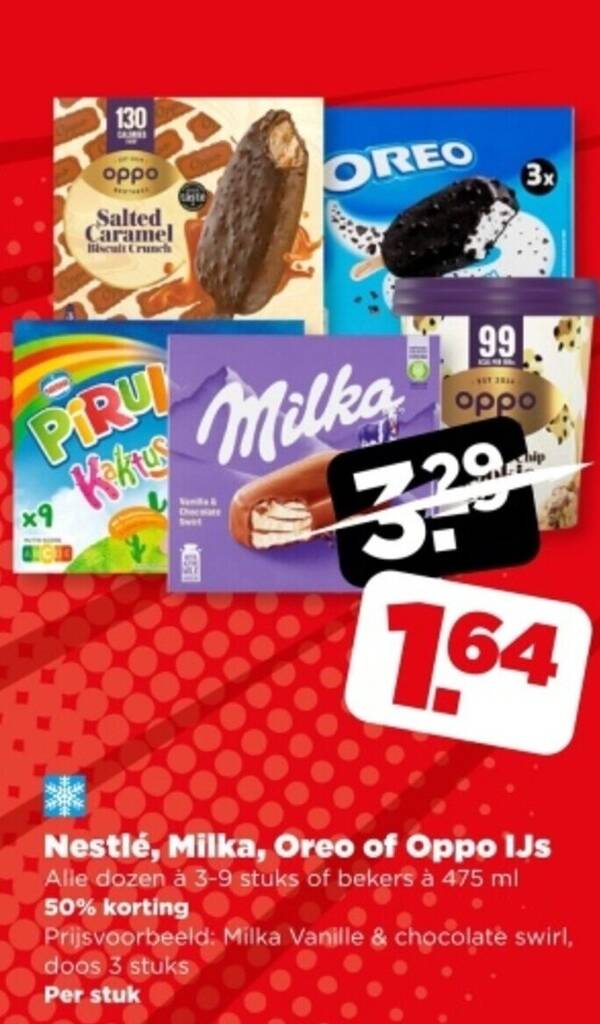 Nestlé, Milka, Oreo of Oppo IJs 475 ml aanbieding bij PLUS