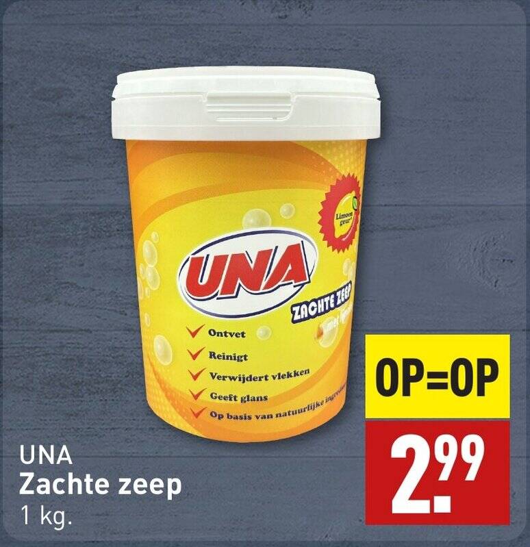 UNA Zachte zeep 1 kg aanbieding bij ALDI