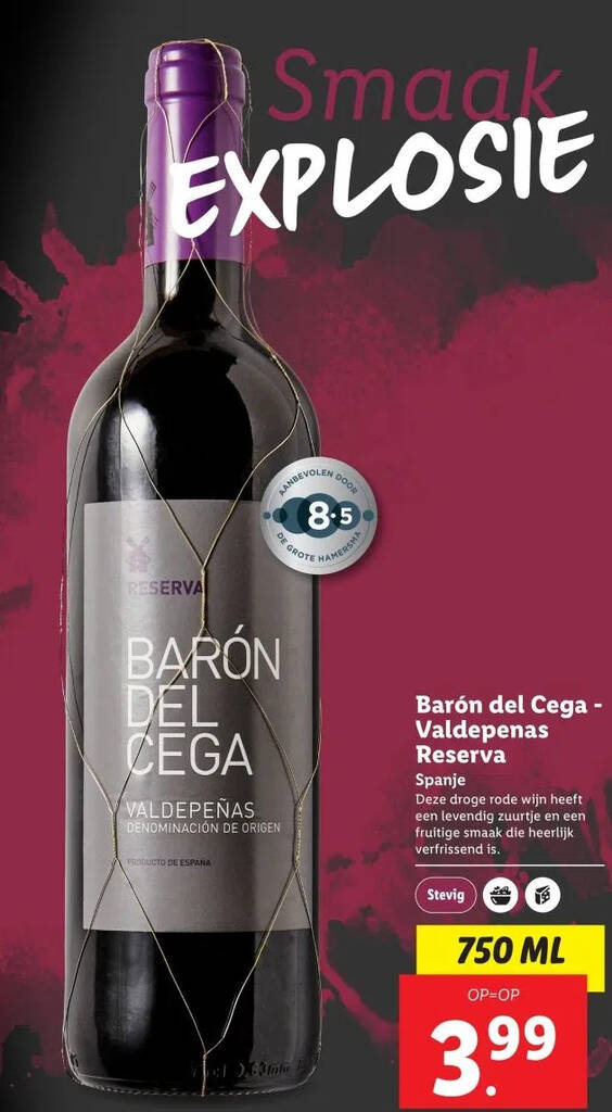 Barón del Cega - Valdepenas Reserva aanbieding bij Lidl