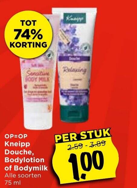 Kneipp Douche, Bodylotion of Bodymilk 75 ml aanbieding bij Vomar ...
