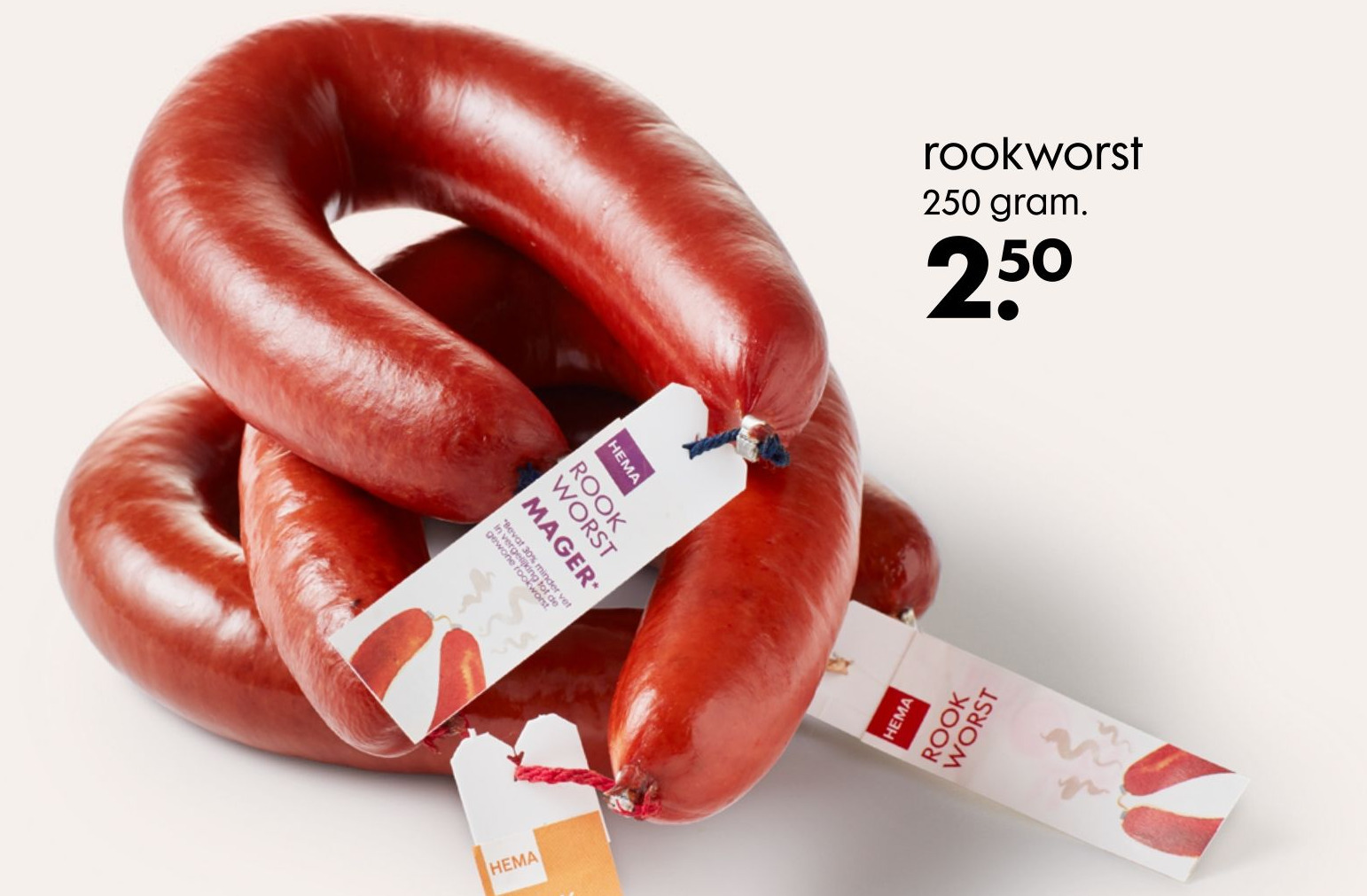 Rookworst 250gram aanbieding bij HEMA