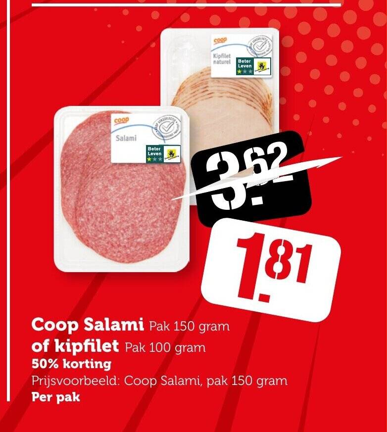 Salami of kipfilet 100 - 150 g aanbieding bij Coop
