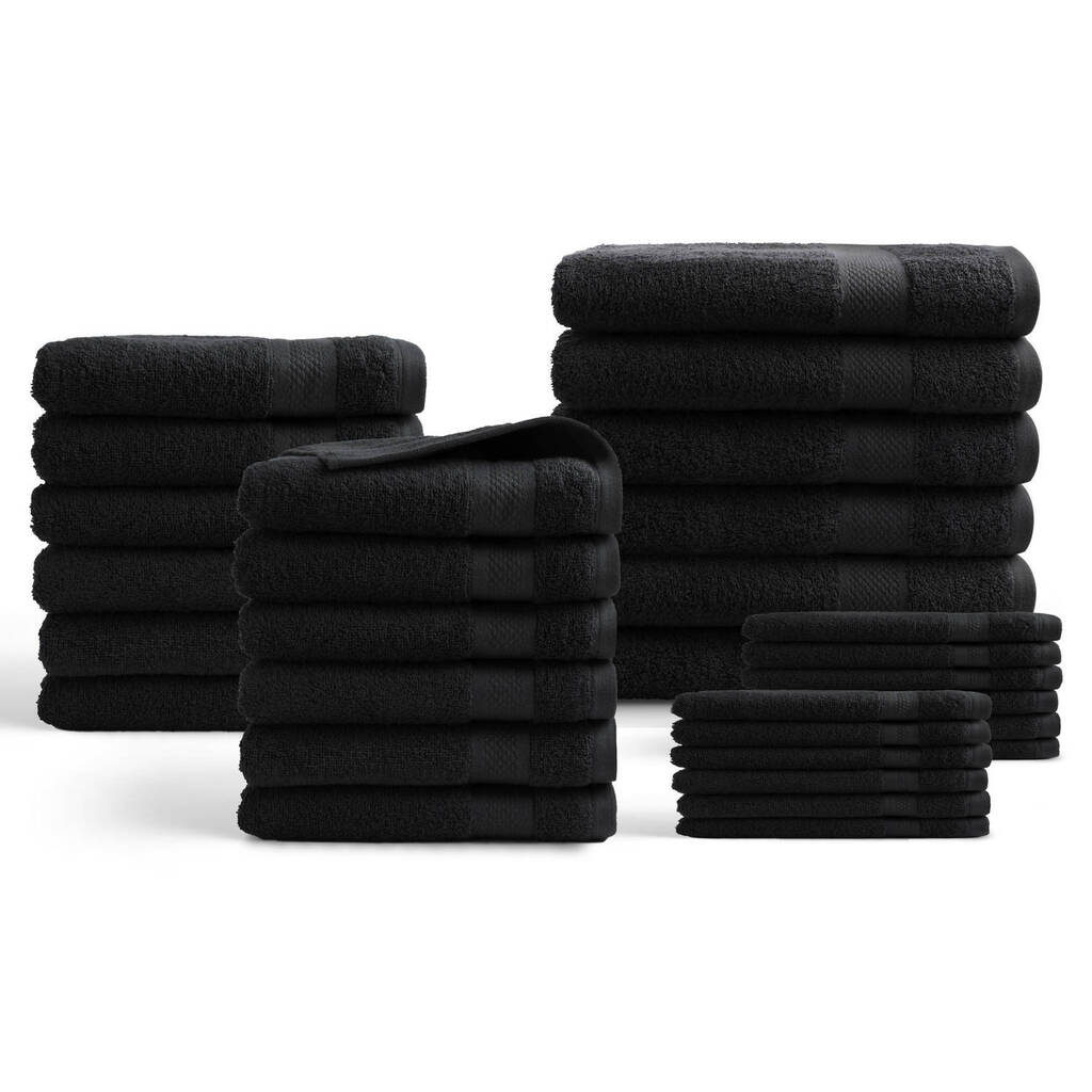 Handdoeken 30 delig set - Hotel Collectie - 100% katoen - zwart ...