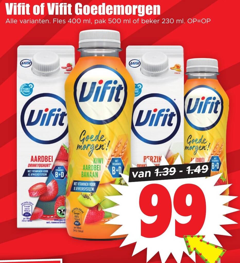 Vifit of Vifit Goedemorgen 230-500 ml aanbieding bij Dirk