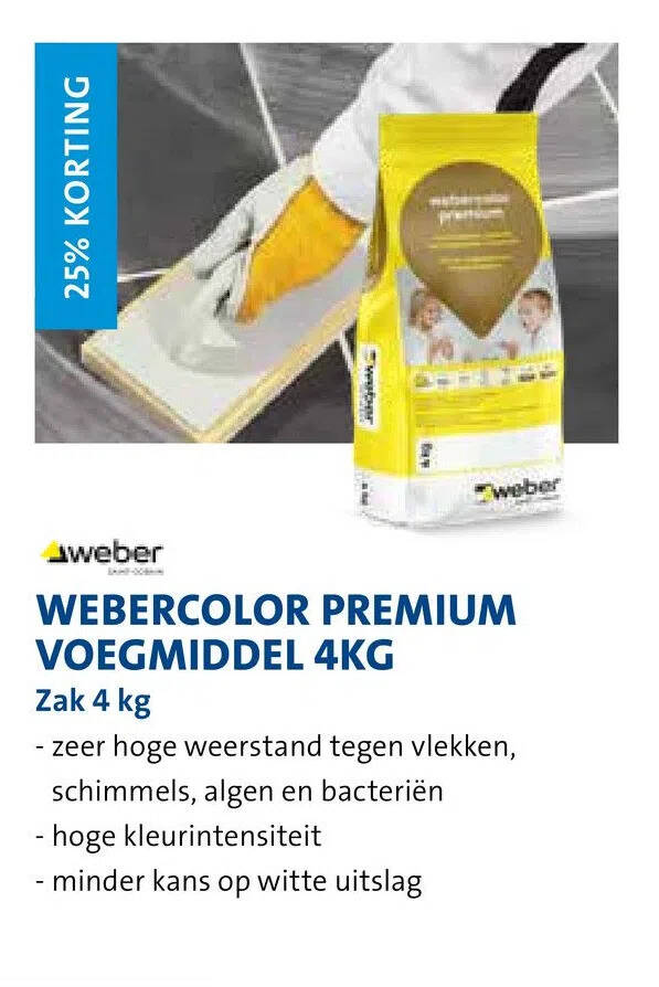 WEBERCOLOR PREMIUM VOEGMIDDEL 4KG aanbieding bij Jongeneel