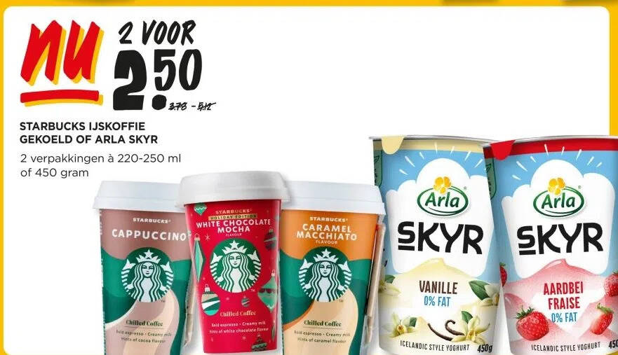 STARBUCKS IJSKOFFIE GEKOELD OF ARLA SKYR aanbieding bij Jumbo