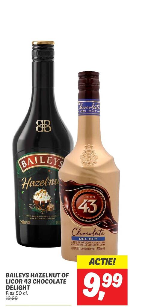 Baileys hazelnut of licor 43 chocolate delight 50 cl aanbieding bij Dekamarkt