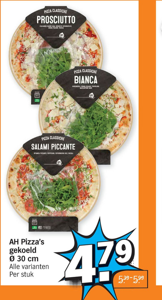 Ah pizza's gekoeld Ø 30 cm aanbieding bij Albert Heijn