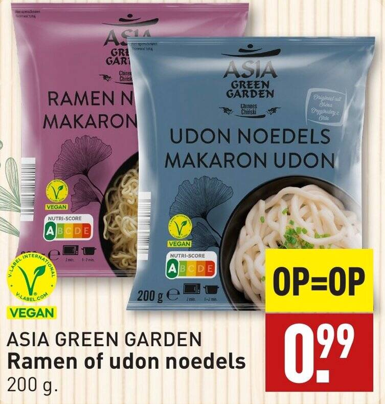 ASIA GREEN GARDEN Ramen of udon noedels 200 g aanbieding bij ALDI