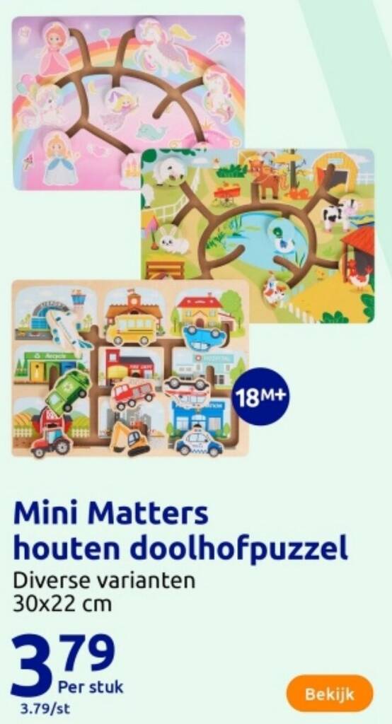 Mini Matters houten doolhofpuzzel 30 x 22 cm aanbieding bij Action