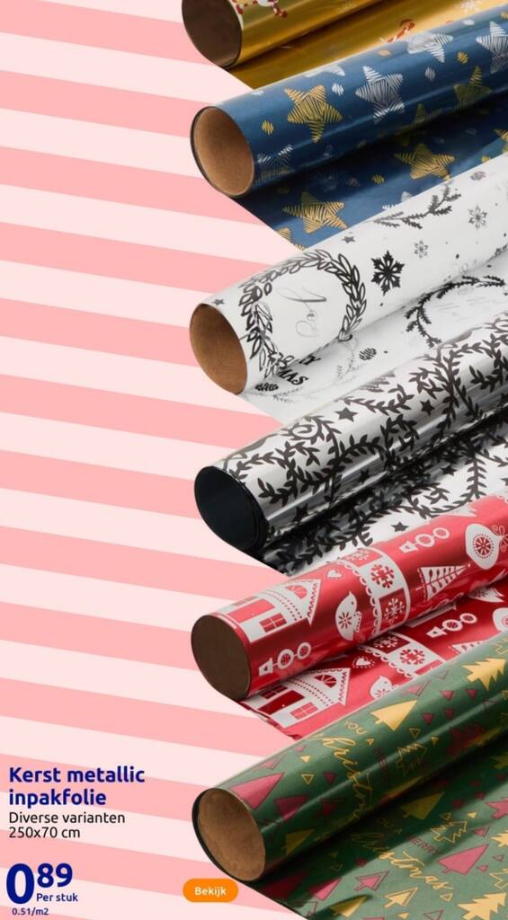 Kerst metallic inpakfolie 250 x 70 cm aanbieding bij Action
