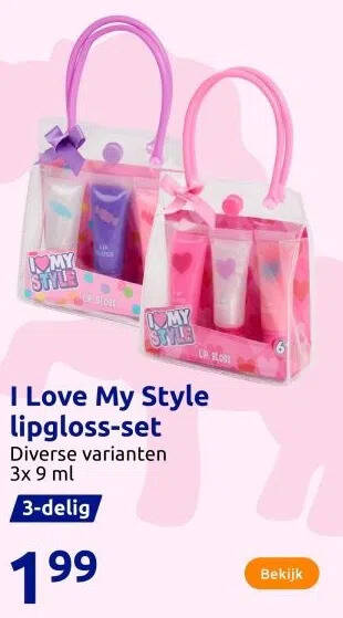 I Love My Style lipgloss in tasje 3x9ml aanbieding bij Action