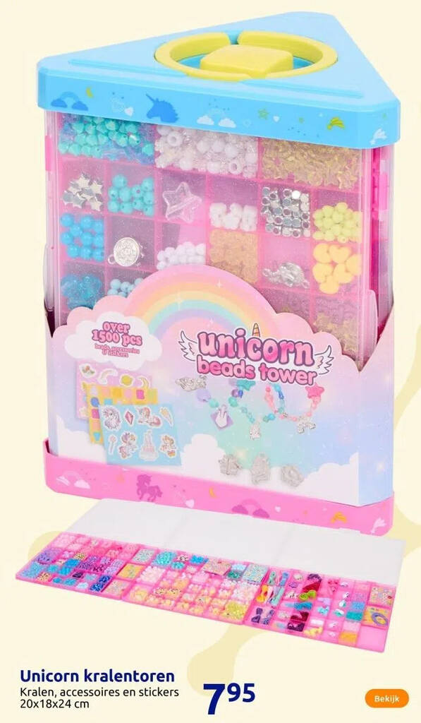 Unicorn kralen toren incl. standaard met hangers aanbieding bij Action