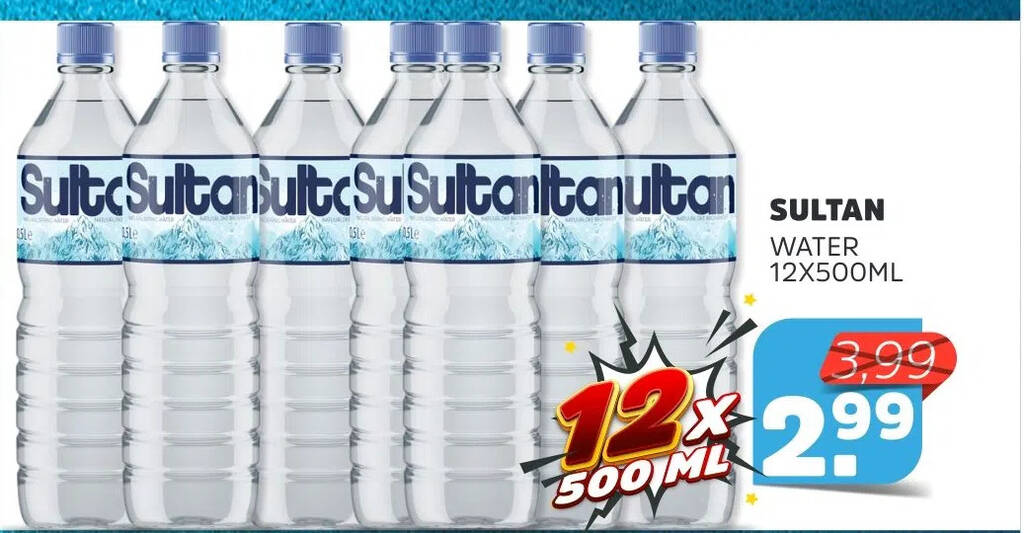 SULTAN WATER 12X500ML aanbieding bij Sahan Supermarkten