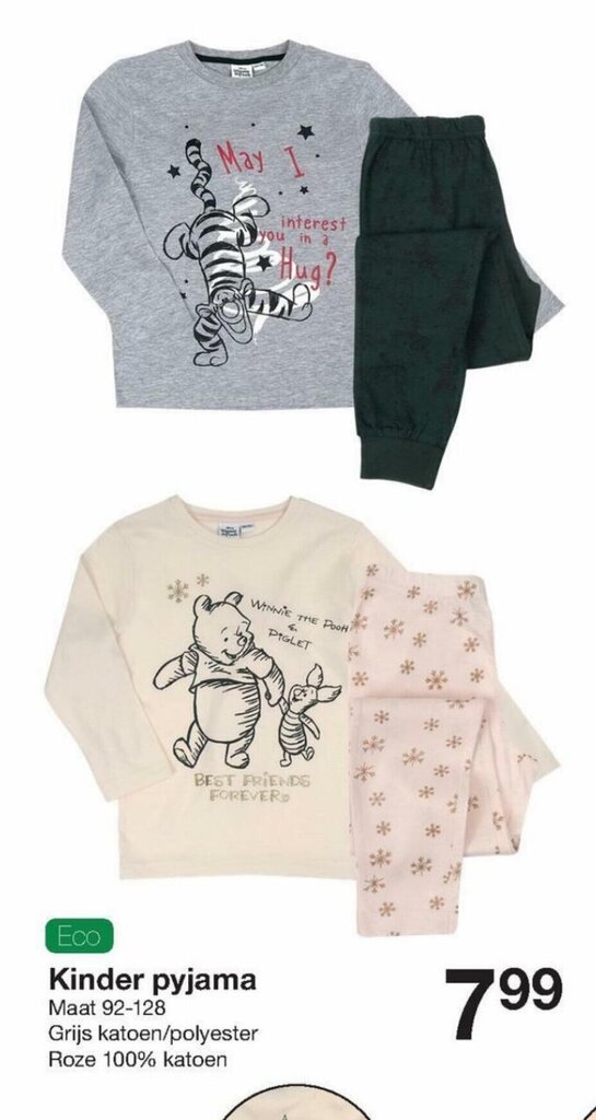 Kinder pyjama 92-128 aanbieding bij Zeeman