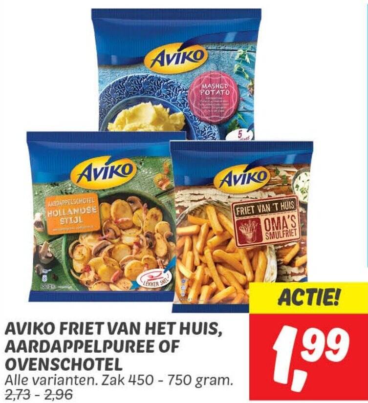 Aviko friet van het huis, aardappelpuree of ovenschotel 450-750 gram ...