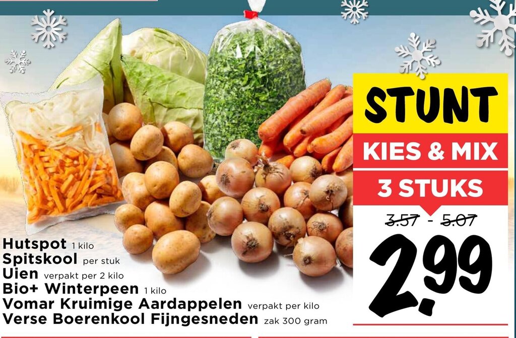Kies & Mix Groenten 3 stuks aanbieding bij Vomar Voordeelmarkt