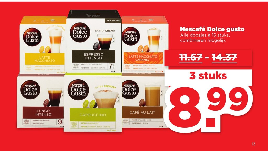 Nescafe Dolce Gusto 3 stuks aanbieding bij PLUS