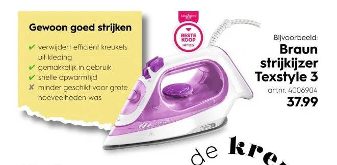 Braun strijkijzer Texstyle 3 aanbieding bij Blokker