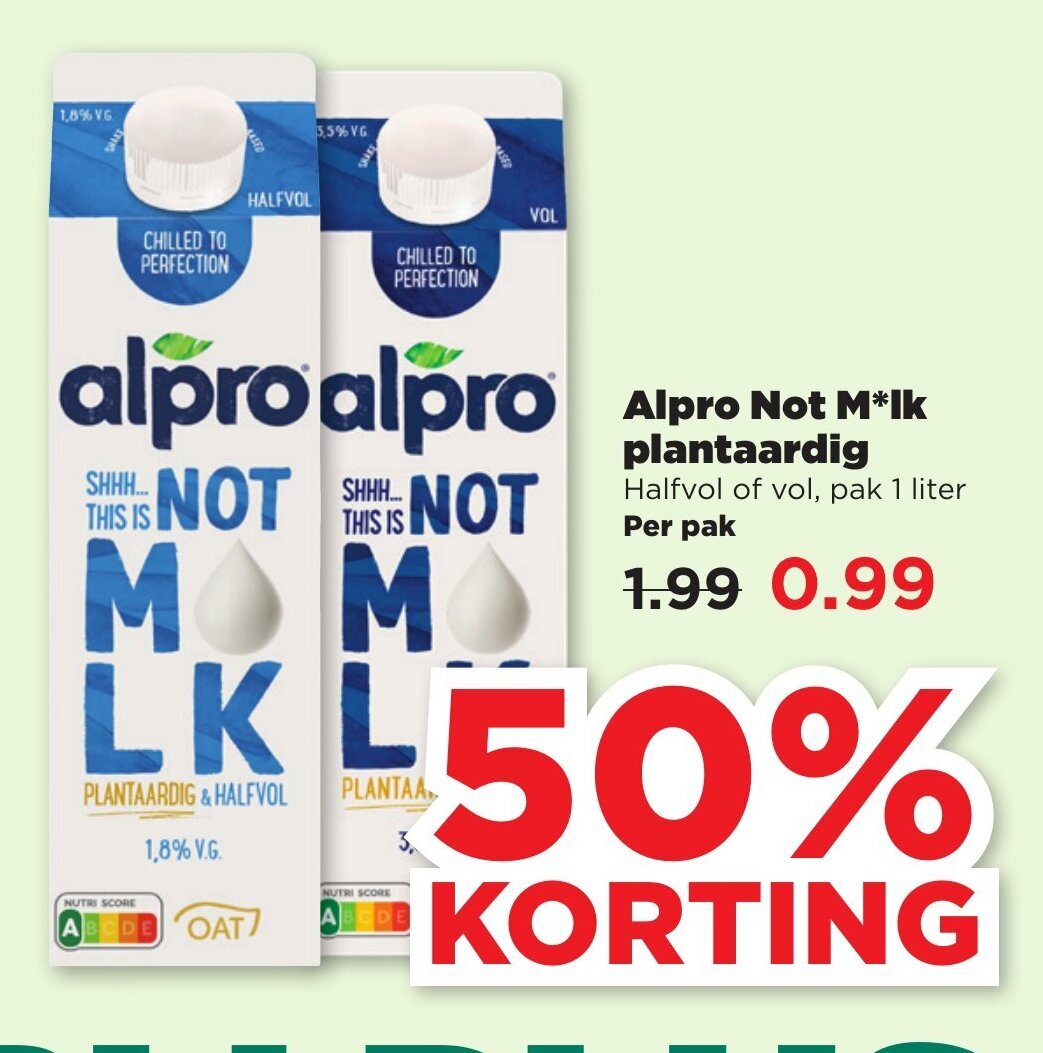 Alpro Not Milk Plantaardig 1 liter aanbieding bij PLUS