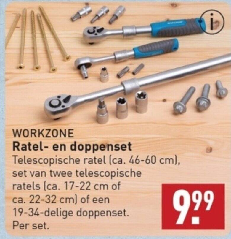 Ratel en doppenset 22-60 cm aanbieding bij ALDI