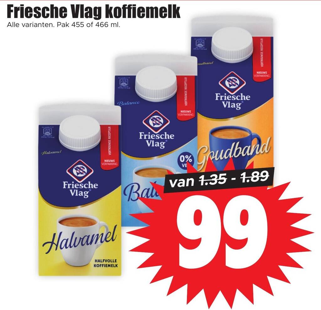 Friesche vlag koffiemelk 455/466 ml aanbieding bij Dirk