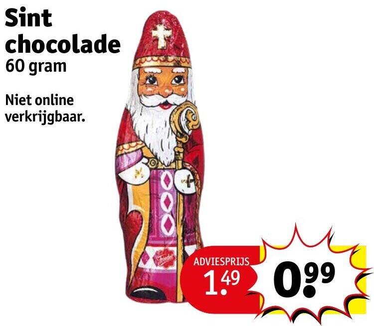 Sint Chocolade 60 gram aanbieding bij Kruidvat