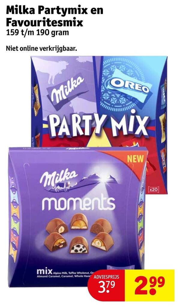 Milka Partymix en Favouritesmix aanbieding bij Kruidvat