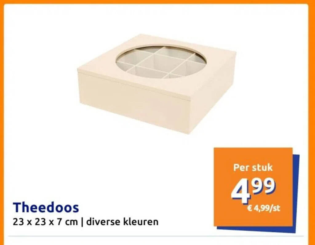 Theedoos 23 x 23 x 7 cm aanbieding bij Action