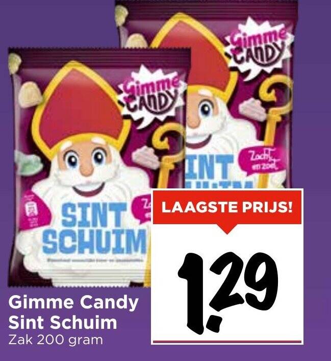 Gimme Candy Sint Schuim 200 g aanbieding bij Vomar Voordeelmarkt