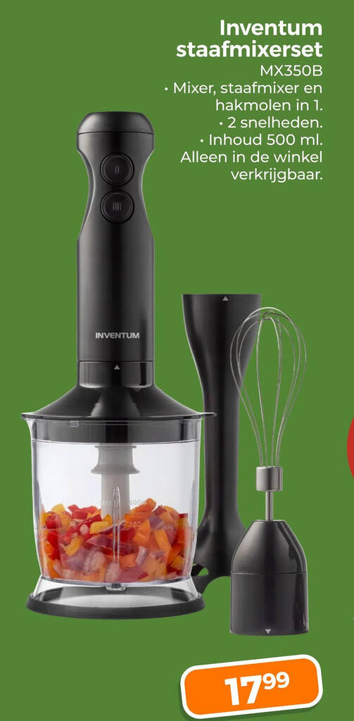 Inventum staafmixerset MX350B aanbieding bij Trekpleister