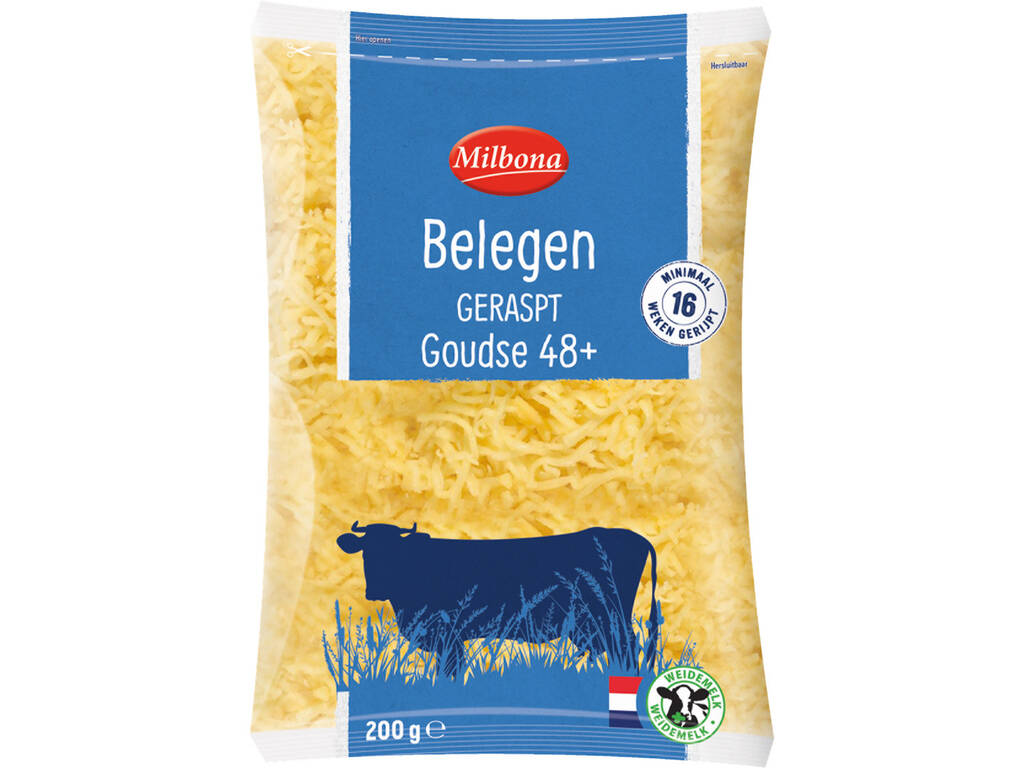 Milbona Gouda belegen geraspt aanbieding bij Lidl