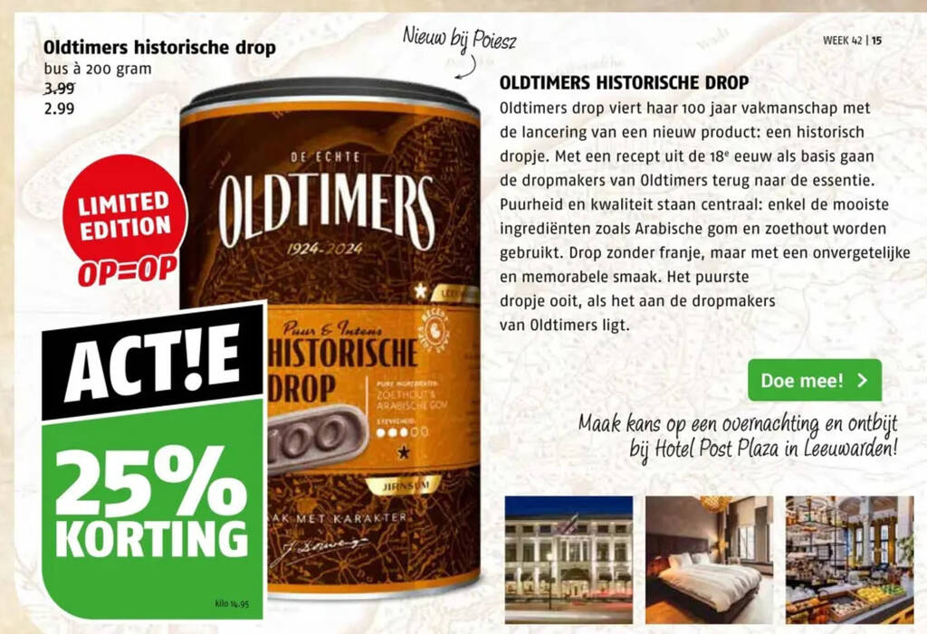 Oldtimers historische drop 200 g aanbieding bij Poiesz