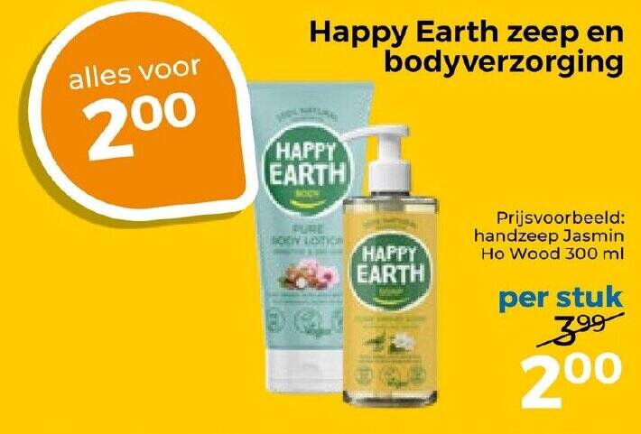 Happy earth zeep en bodyverzorging 1 stuk aanbieding bij Trekpleister