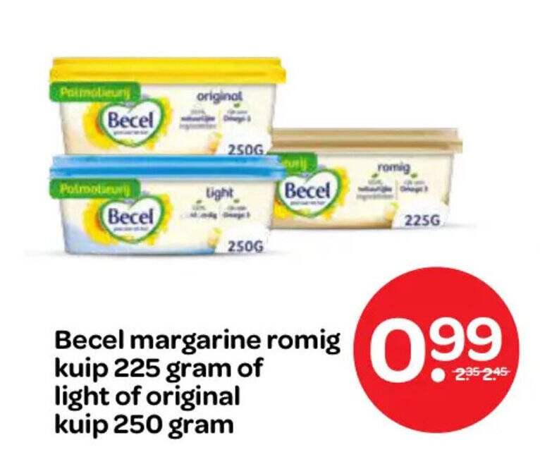 Becel margarine romig of light original 225 - 250 g aanbieding bij Spar