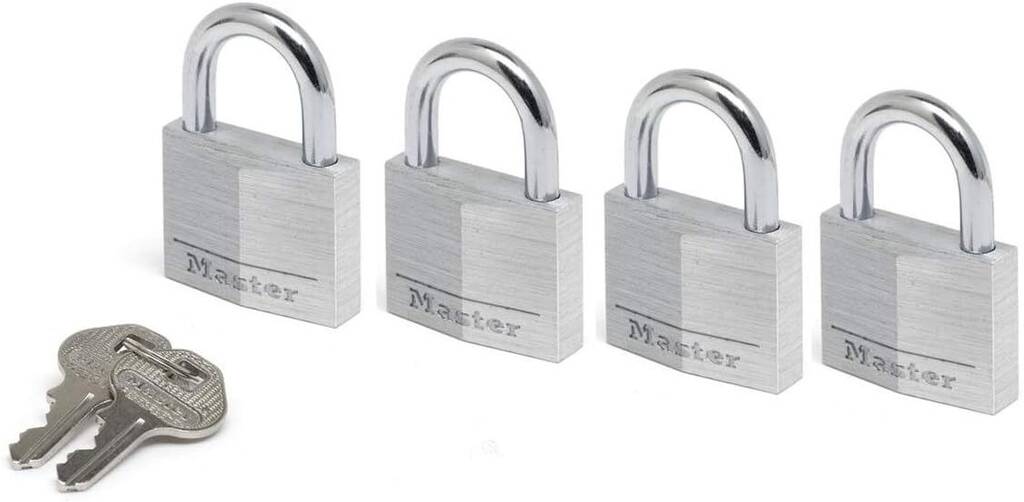 Master Lock 9140EURQNOP set van 4 hangsloten met sleutel van aluminium ...