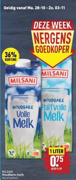 Milsani Houdbare melk 1 liter aanbieding bij ALDI