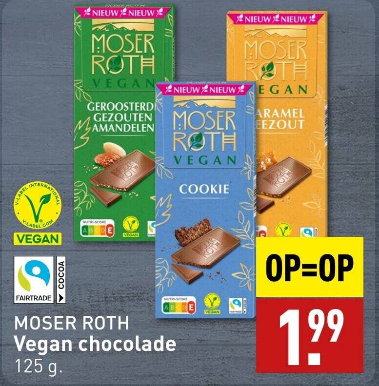 Moser Roth Vegan chocolade 125 g aanbieding bij ALDI