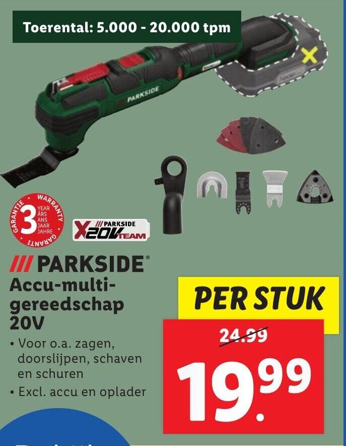 Parkside Accu multi gereedschap 20V aanbieding bij Lidl