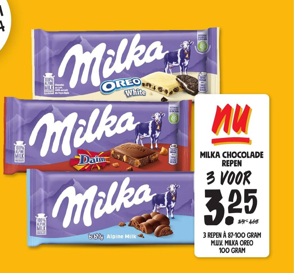 Milka chocolade repen 87-100 g aanbieding bij Jumbo