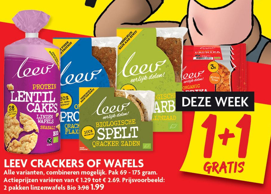 LEEV CRACKERS OF WAFELS aanbieding bij Dekamarkt