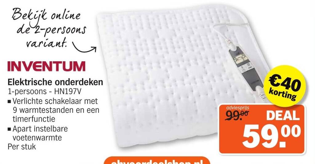 INVENTUM Elektrische onderdeken 1-persoons HN197V aanbieding bij Albert ...