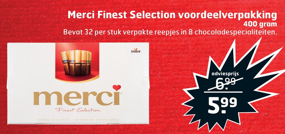 Merci Finest Selection voordeelverpakking aanbieding bij Trekpleister