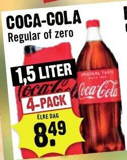 Coca-Cola Regular of zero 1.5 liter aanbieding bij Dirk