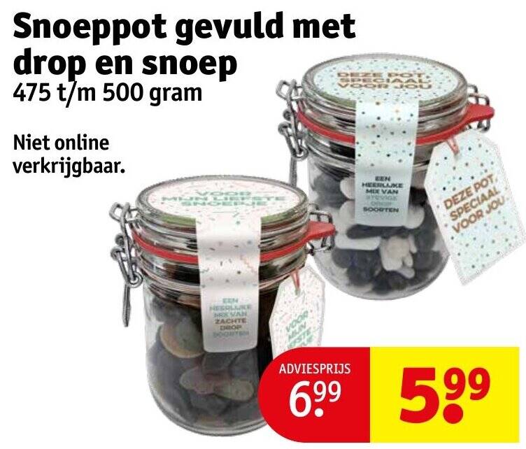 Snoeppot gevuld met drop en snoep 500 gram aanbieding bij Kruidvat