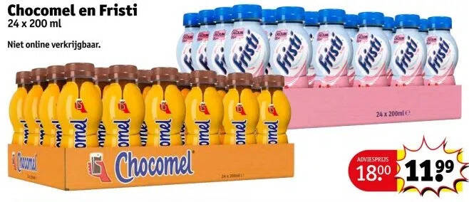 Chocomel en Fristi 24 x 200 ml aanbieding bij Kruidvat