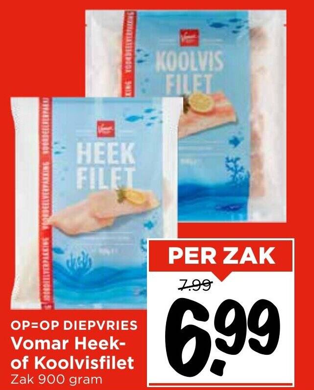 Diepvries Vomar Heek- of Koolvisfilet 900 gram aanbieding bij Vomar ...