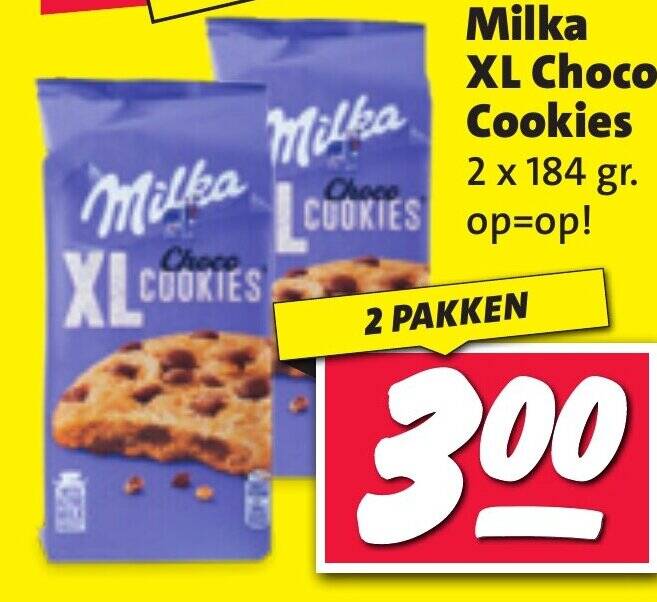 Milka XL Choco Cookies 2x184 g aanbieding bij Nettorama